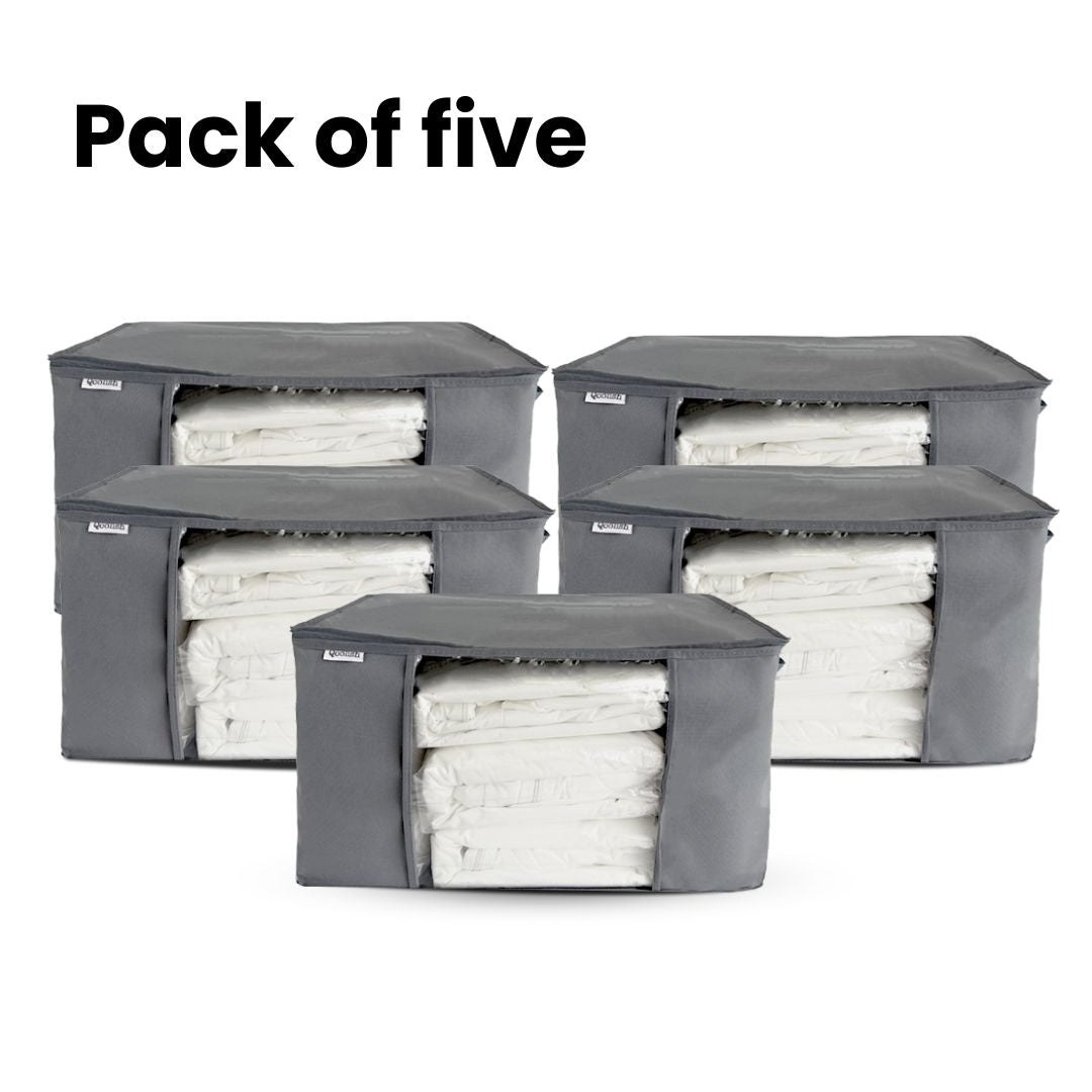 Pack of 5 Grey Horizontal Storage Bag – Qoolish